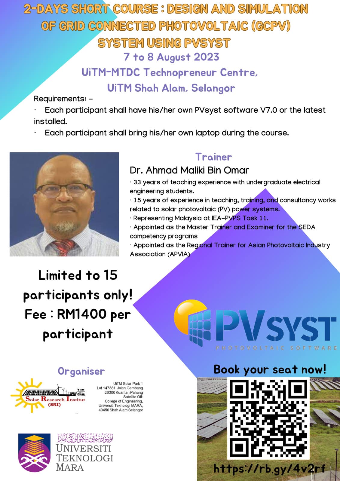 2-DAYS SHORT COURSE: DESIGN AND SIMULATION OF GRID CONNECTED ...